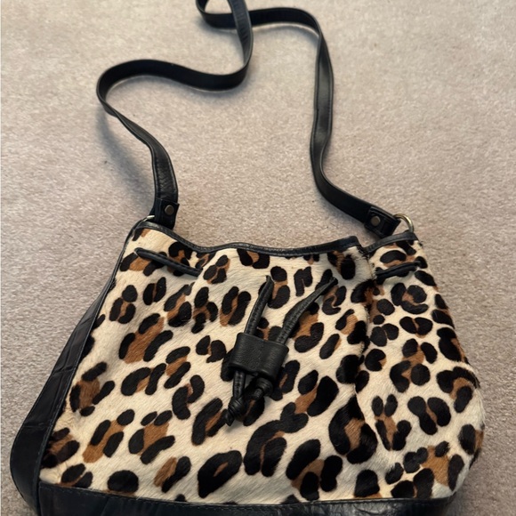 Bags | Leopard Print Leather Shoulder Bag | Poshmark